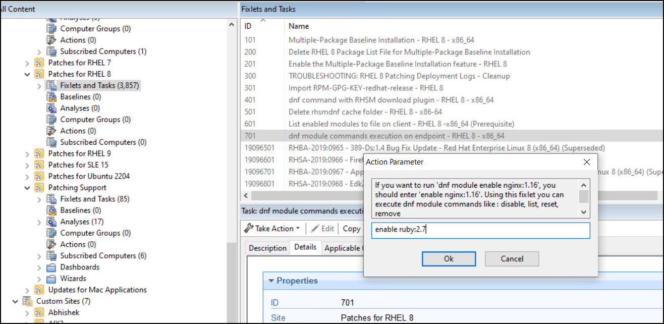 Patch using modular Fixlets